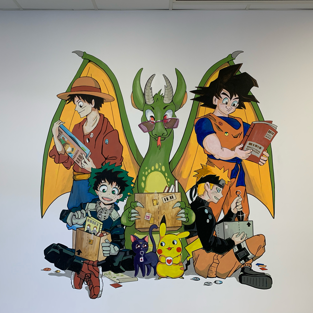 Anime characters mural on the wall by irina Lyulicheva in Gold Coast