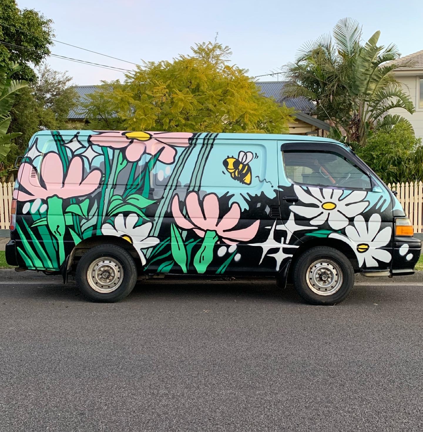 Custom painted camper van by Adam Kinninmont in Preston