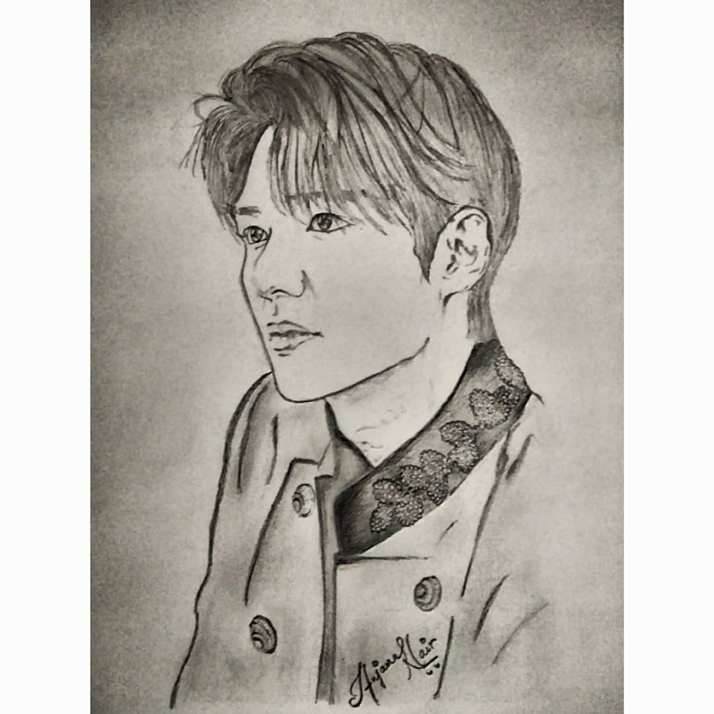 Pencil sketch of Lee Min Ho by Anjana Nair in Kolkata