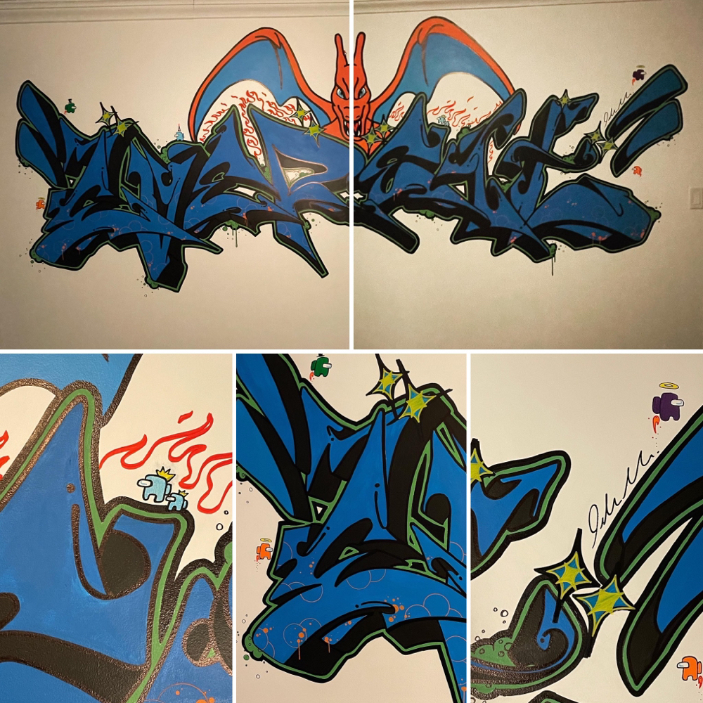 Custom graffiti mural by Judah Vin in Toronto