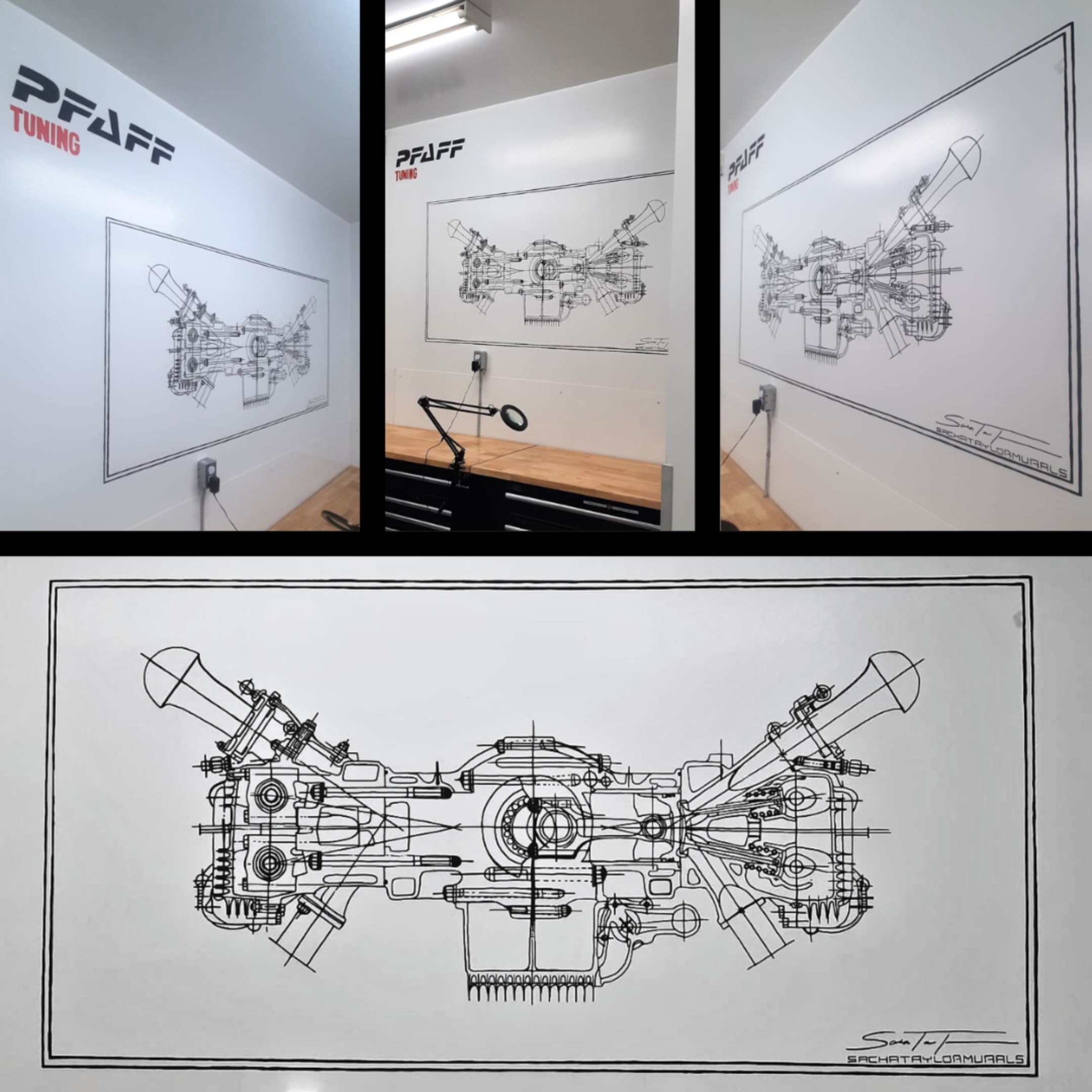 Ferrari Engine Diagram Doodle Art by Sacha from Taylor Art Garage in St ...