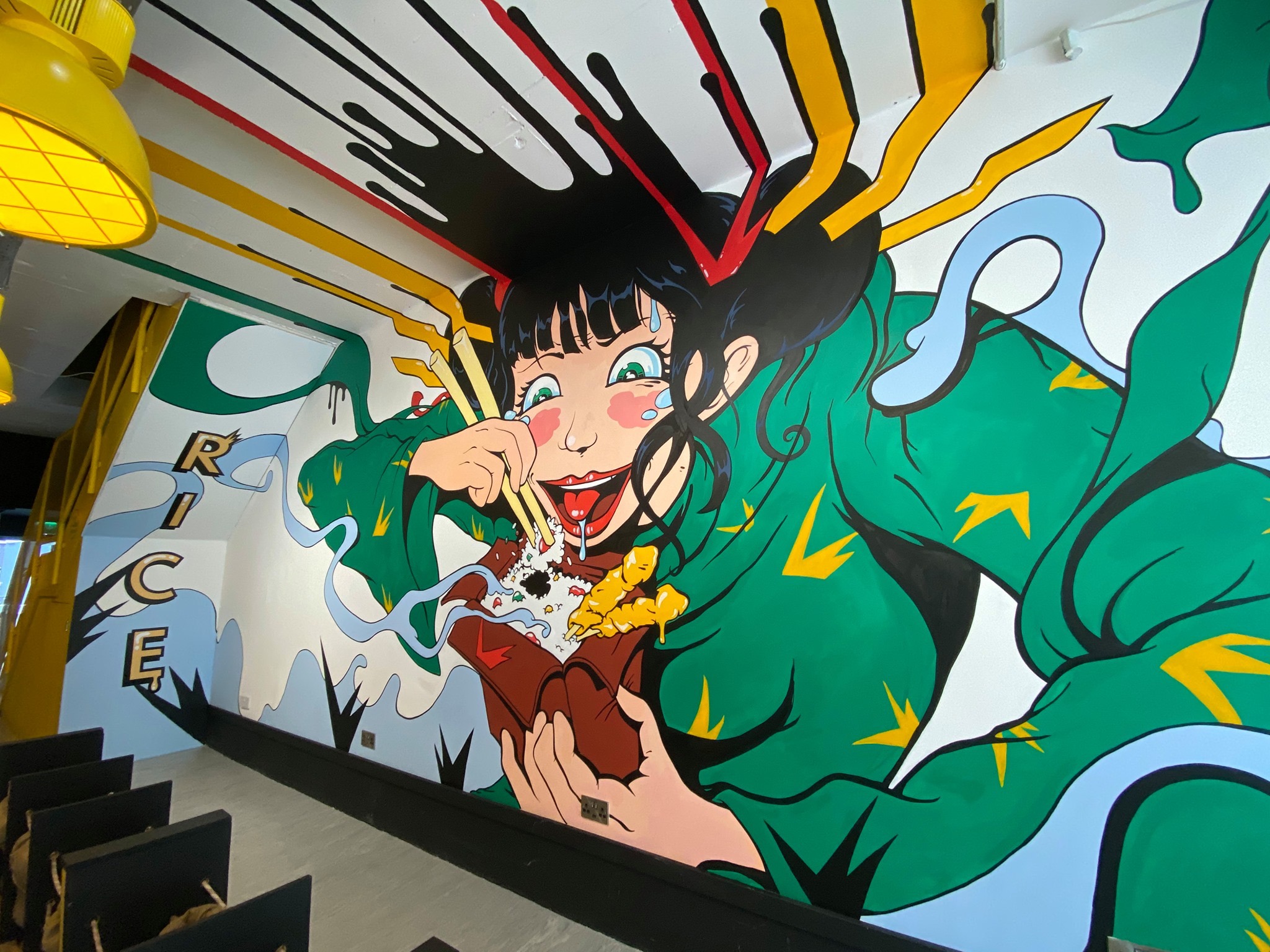 painted indoor mural at RICE Manchester by KrikSix in Manchester