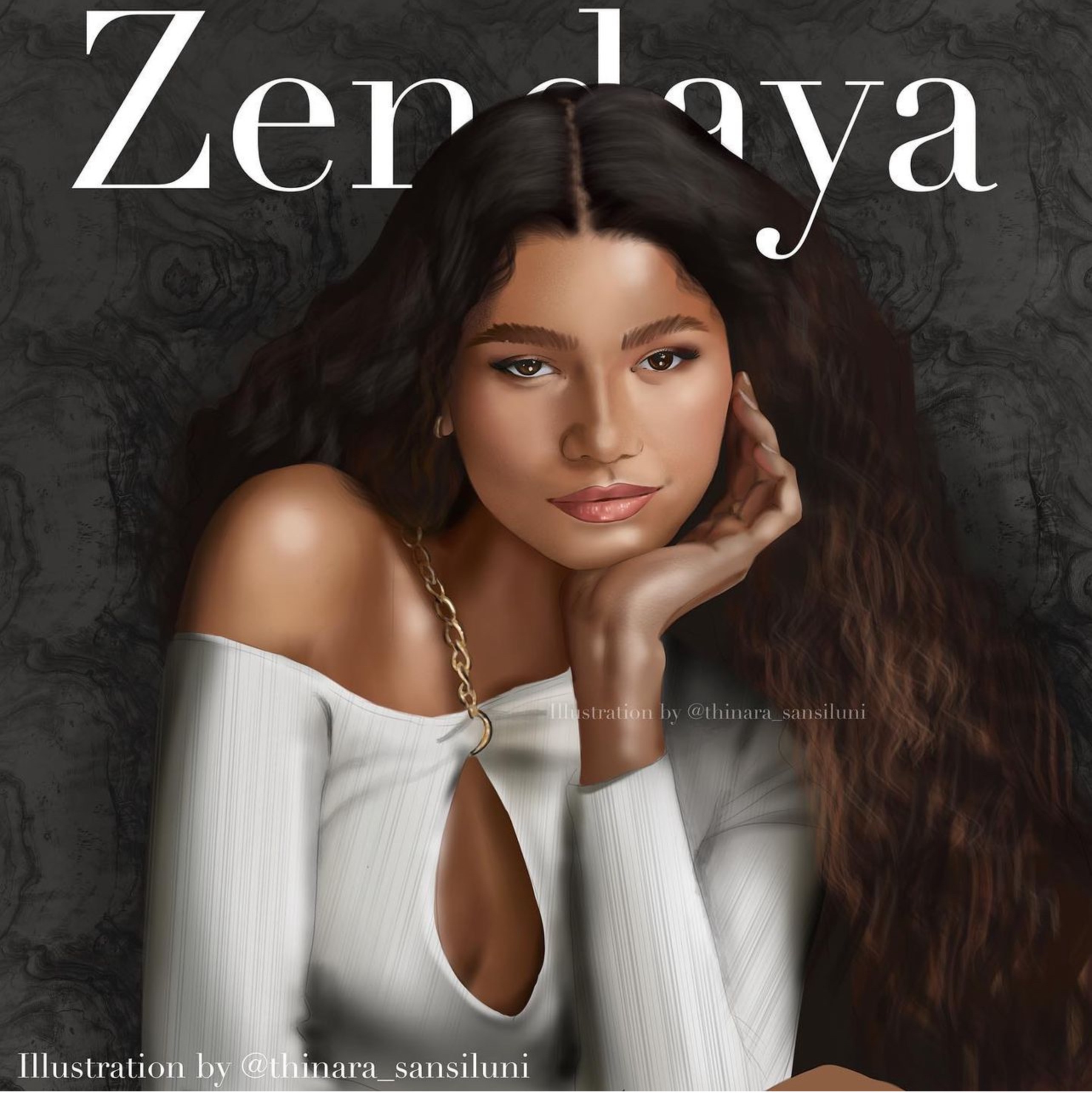 Zendaya digital portrait by Artist Thinara in Colombo